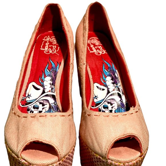 Ed Hardy | Shoes | Y2k Ed Hardy Slip On 5 Wedge Heel Size | Poshmark